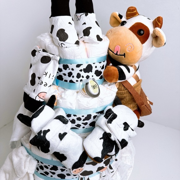 Handmade | Accessories | Cow Diaper Cake Farm Baby Shower Gift | Poshmark